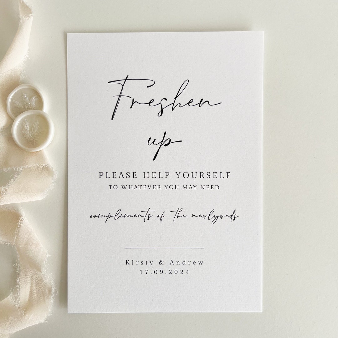 Freshen up Bathroom Wedding Reception Table Sign, Help Yourself to ...