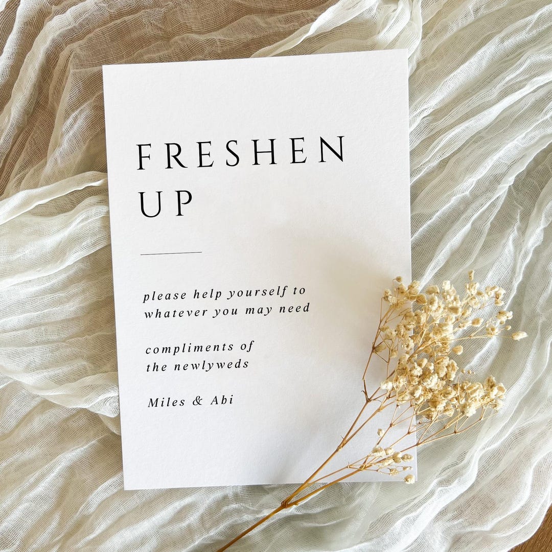 Freshen up Bathroom Wedding Sign, Personalised With Optional Easel ...