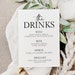 Drinks Menu Wedding Reception Bar Sign - Etsy