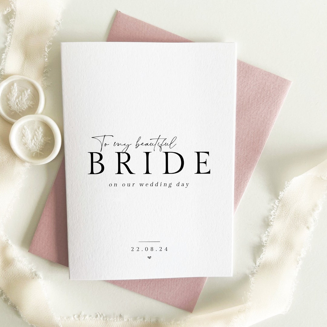 Bride Wedding Card From Groom, Personalised With Date, A6 Size With ...