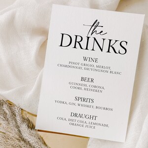 Drinks Menu Wedding Reception Bar Sign - Etsy