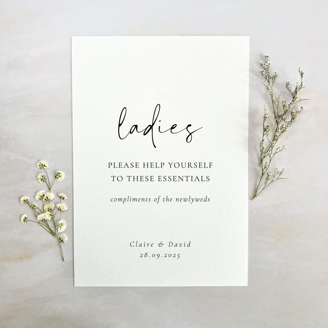 Ladies Bathroom Help Yourself Wedding Reception Sign, Toiletries and ...