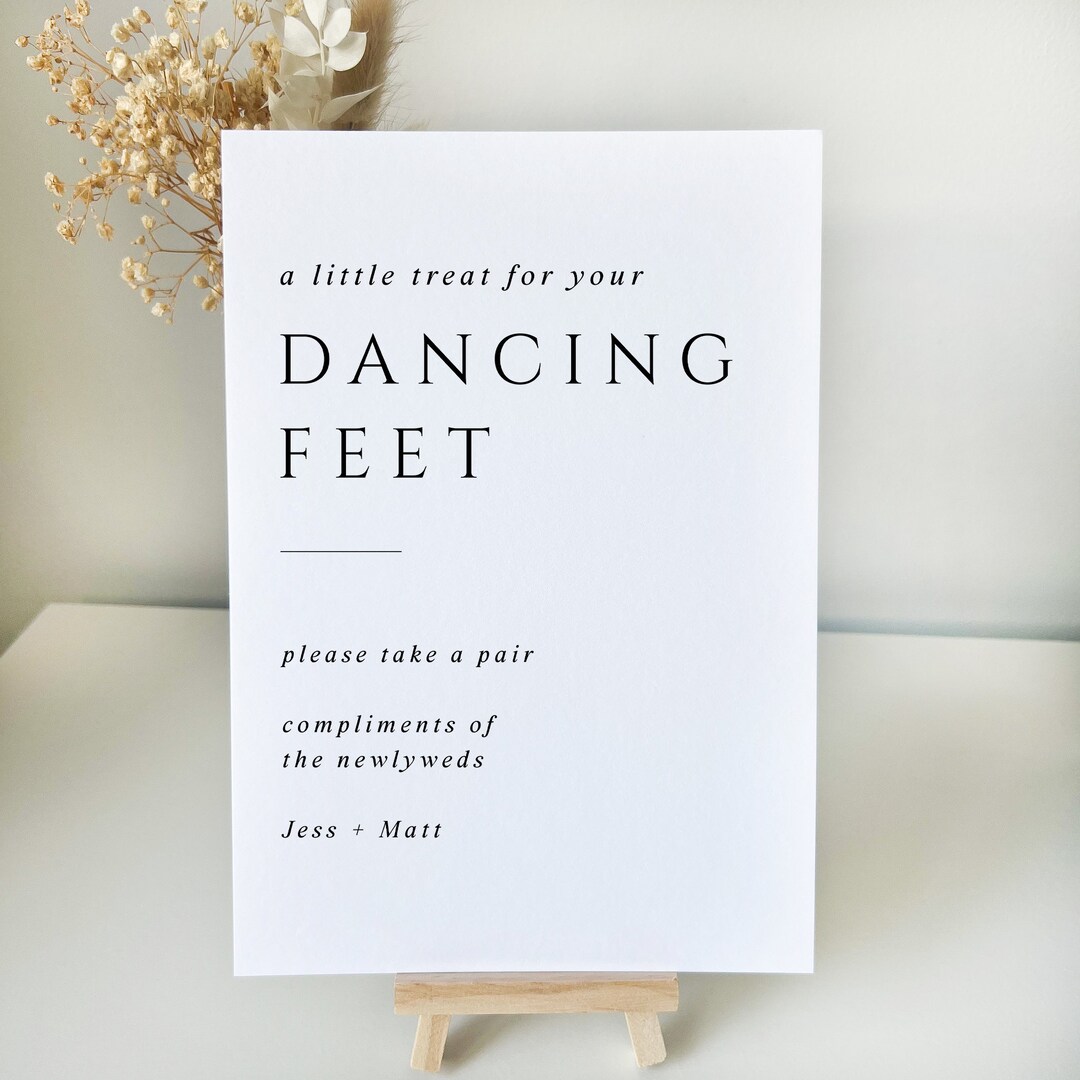 Minimalist Dancing Feet Wedding Sign, Personalised and Printed - Etsy