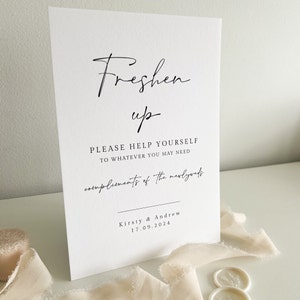 Freshen up Bathroom Wedding Reception Table Sign, Help Yourself to ...