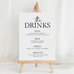 Drinks Menu Wedding Reception Bar Sign - Etsy