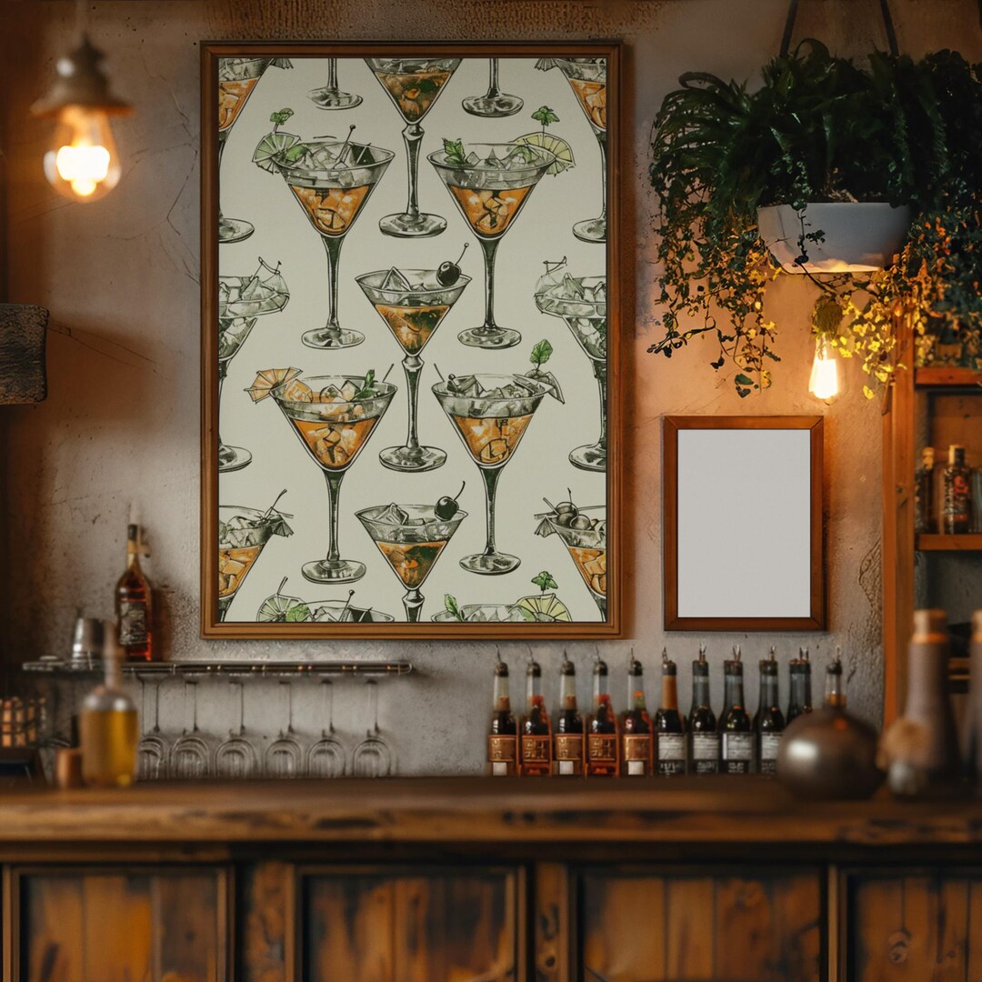 Digital Martini Art, Martini Art, Seamless Martini Print, Dirty Martini, Martini Poster, Unique ...