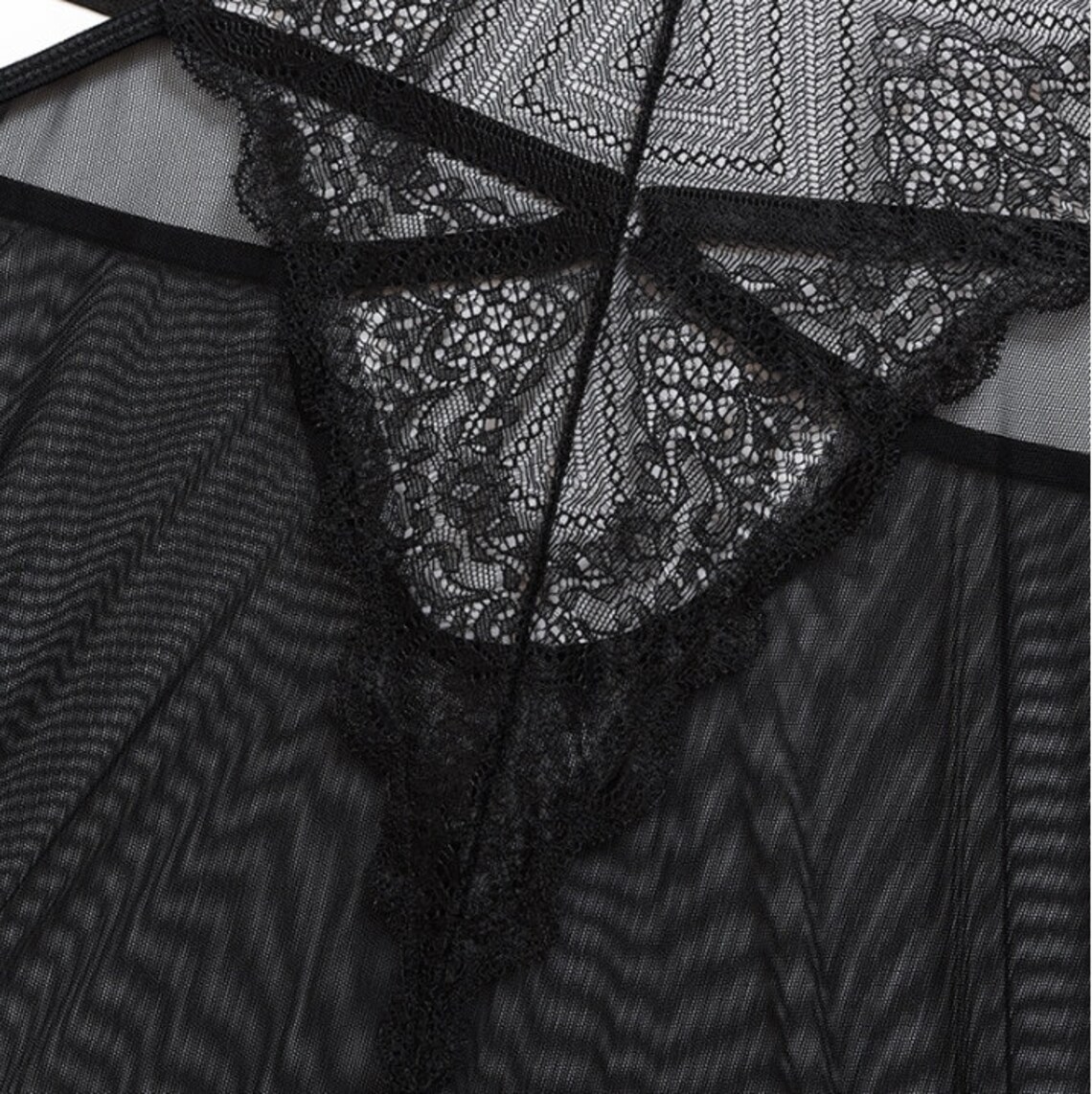 Black Mesh and Lace Underwire Slip Dress | Etsy