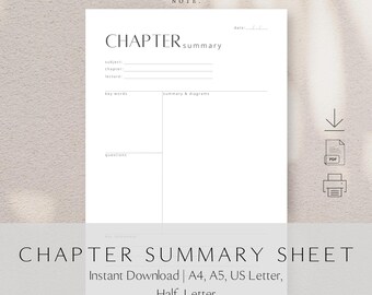 Chapter Summary Big Picture Tool Printable PDF Minimalist Digital ...