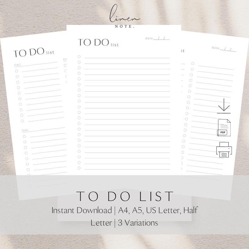 Minimalist to Do List | 3 Variations | Printable - Etsy