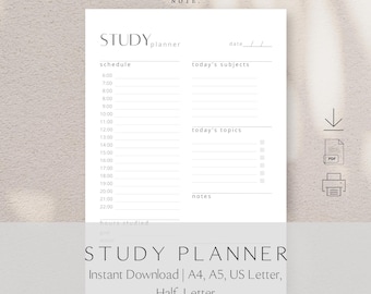 A5, Study Planner Printable Daily Study Session Template 5 Minutes ...