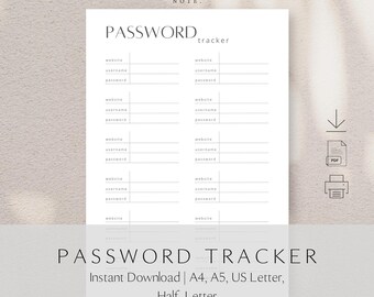 Printable Fillable Password Tracker - Etsy