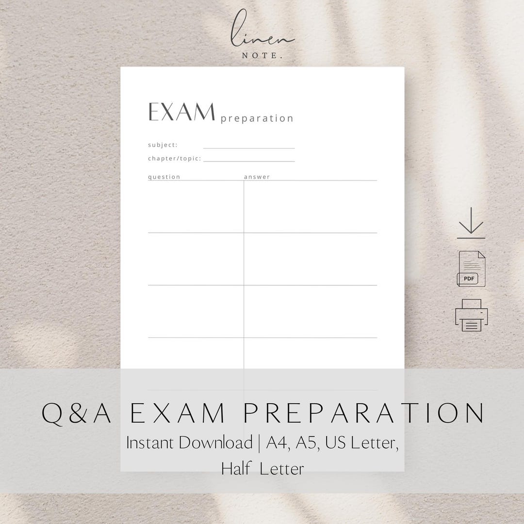 Minimalist Exam Preparation Sheet (Q&A) - Printable - Etsy