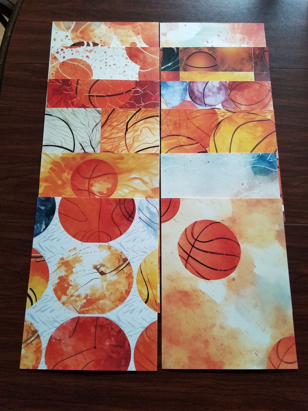 12 Pc Printed Paper Basketball Paper Set for Junk Journals, Card Making ...