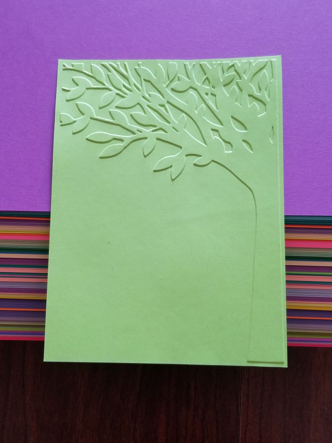 10 Embossed Cardstock Tree | Embossed Card Front Topper - Etsy