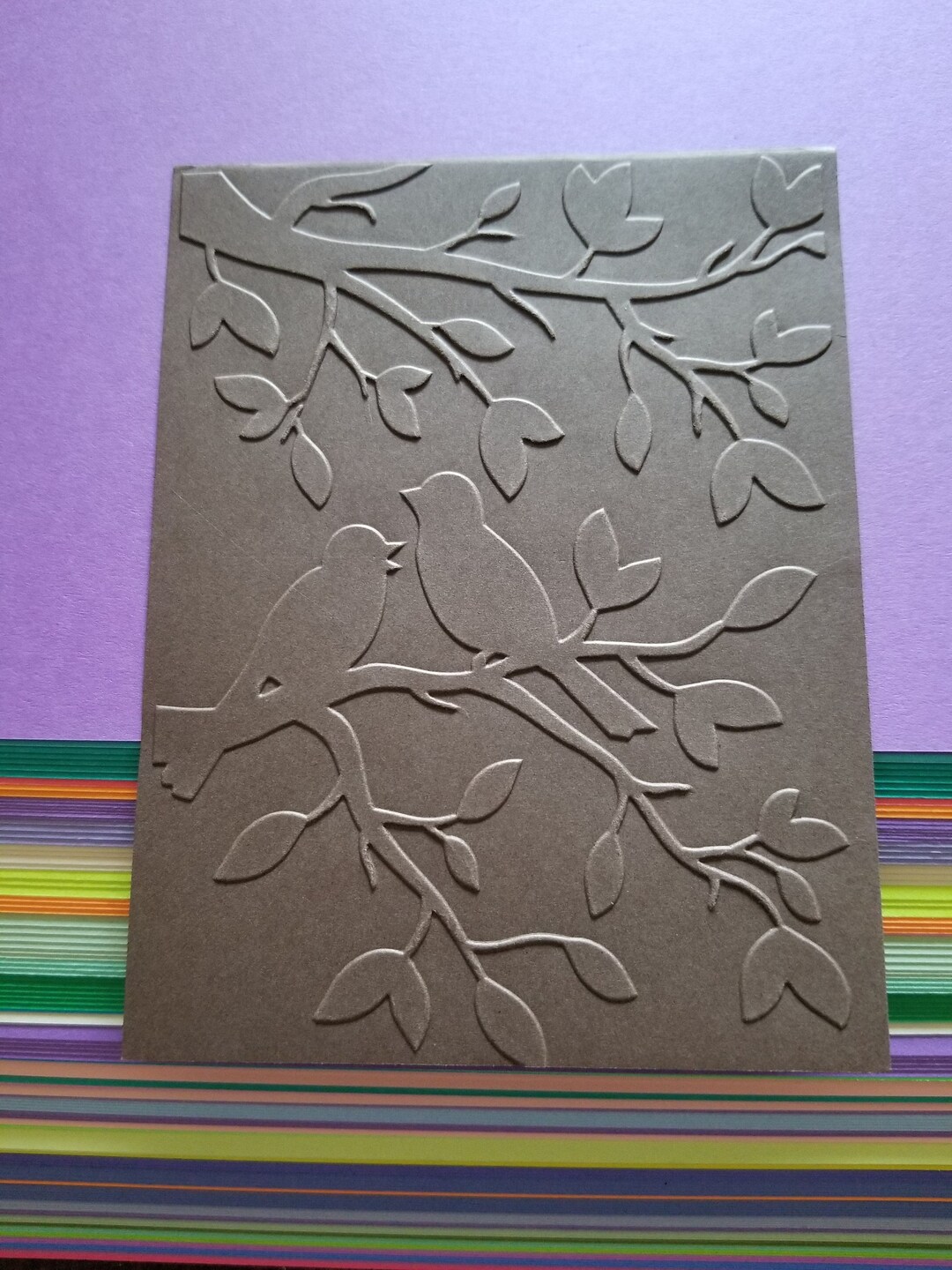 10 Embossed Paper Bird in a Tree | Embossed Card Front Topper - Etsy