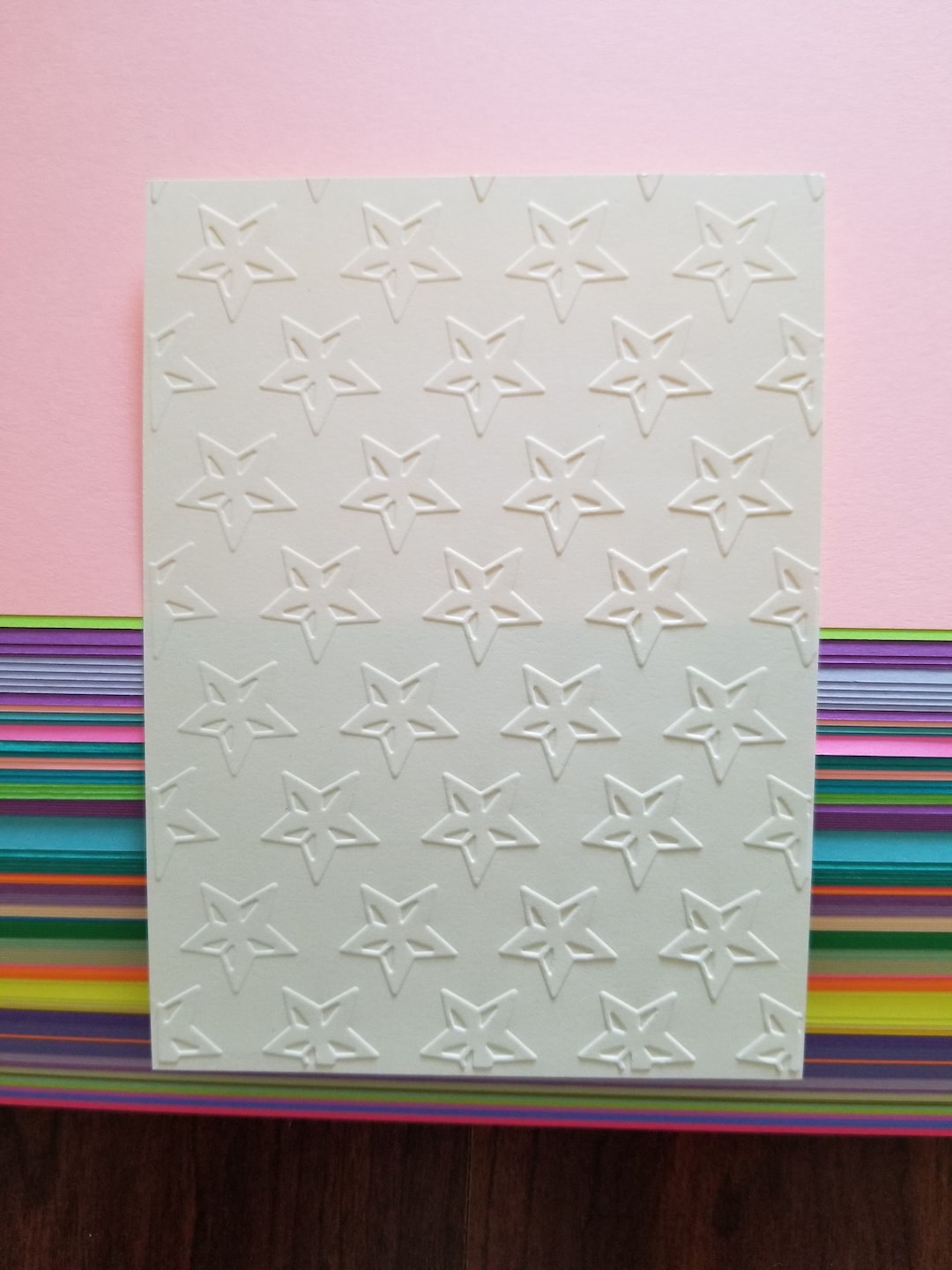 10 Embossed Cardstock Paper Stars | Embossed Card Front Topper - Etsy