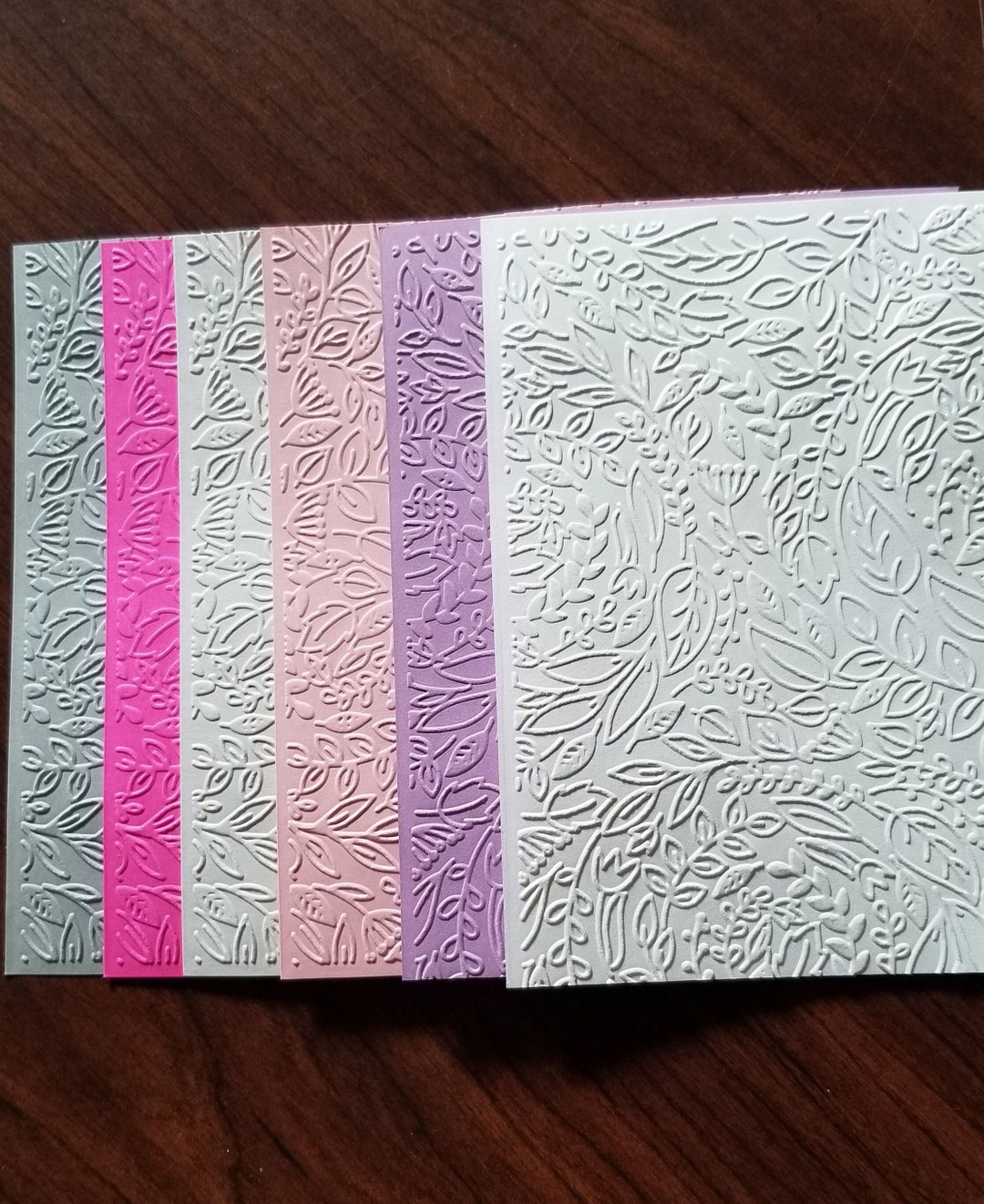 10 Embossed Flower Background Cardstock, Journal Embossed Paper, Flower ...