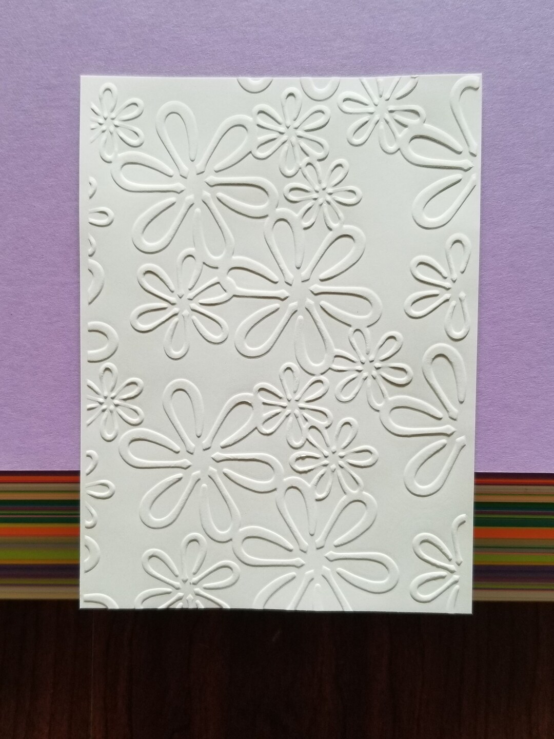 10 Embossed Cardstock Flower Background Sheets | Embossed Card Front ...