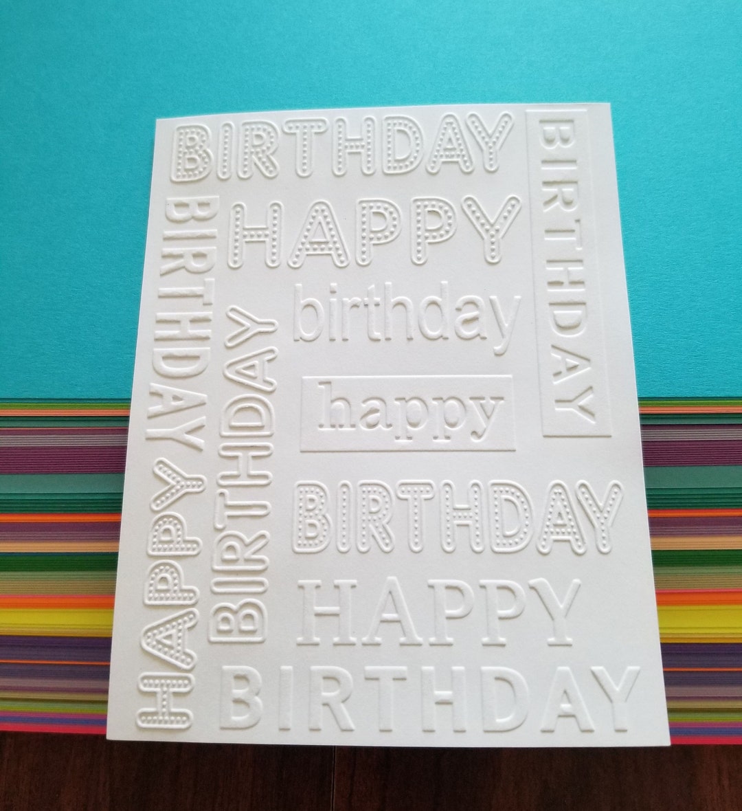10 Embossed Happy Birthday Card Toppers: Scrapbooking Card Fronts - Etsy