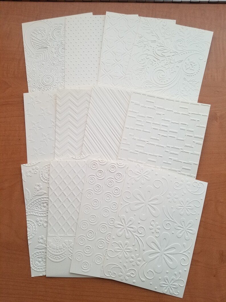 Set of 12 Embossed Cardstock Paper 4x6 Embossed Backgrounds - Etsy
