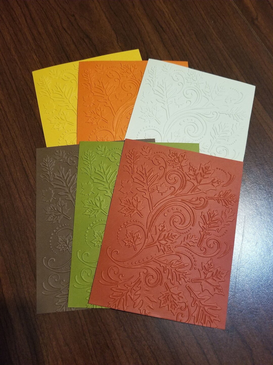Embossed Set of 12 Cardstock Fall Leaves Embossed Card Front Topper ...