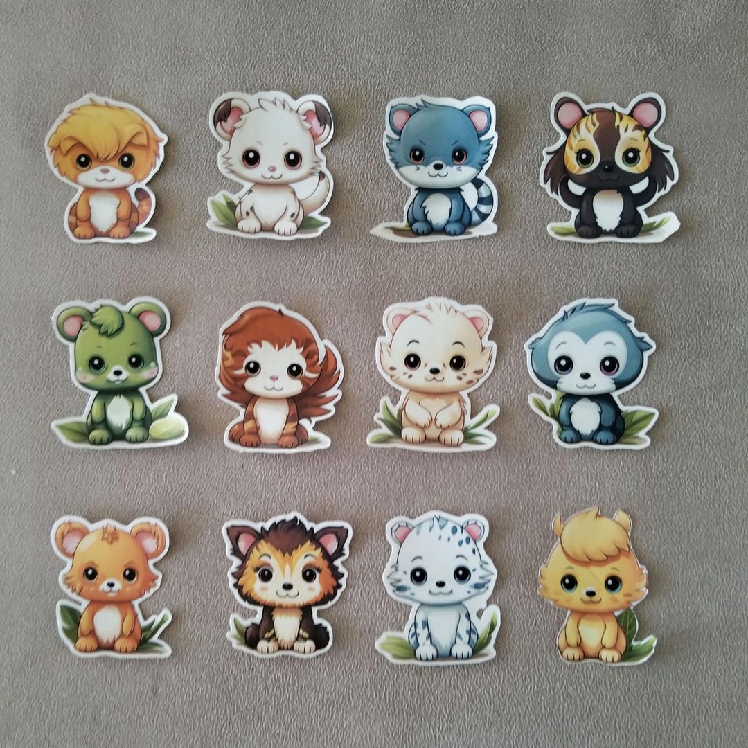 Stickers - Cute Animals Set of 12 - Etsy