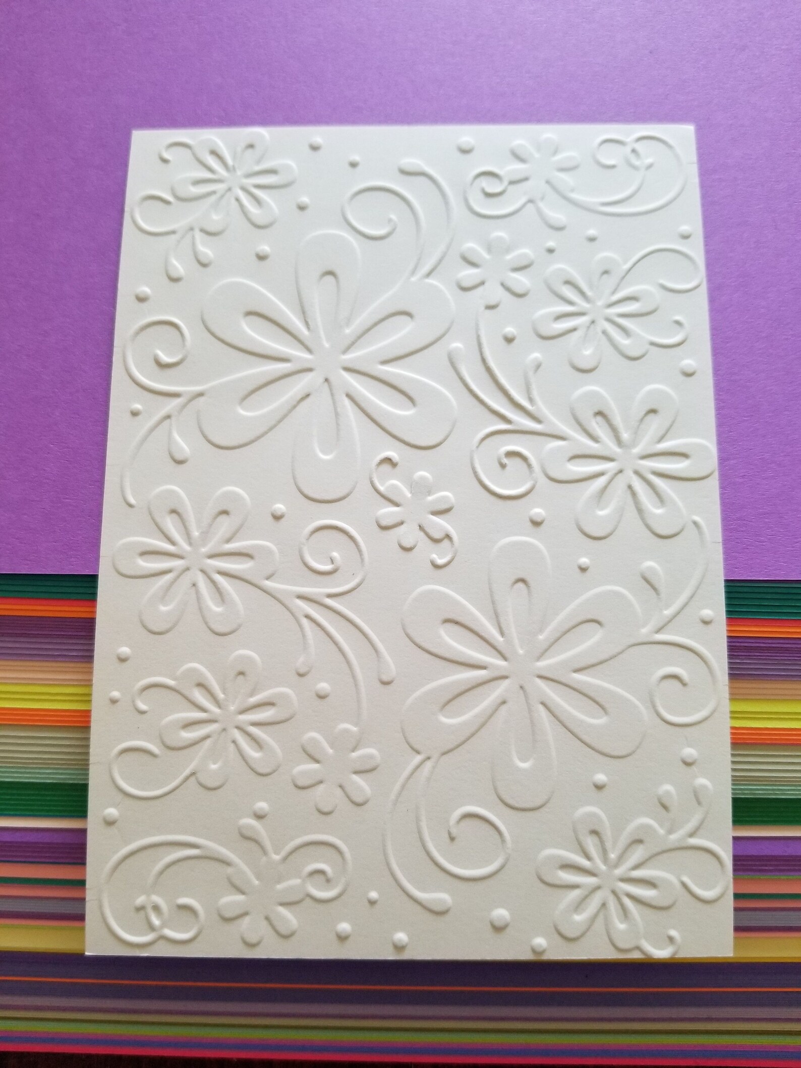 12 Embossed Cardstock Flower Background Sheets | Embossed Card Front ...