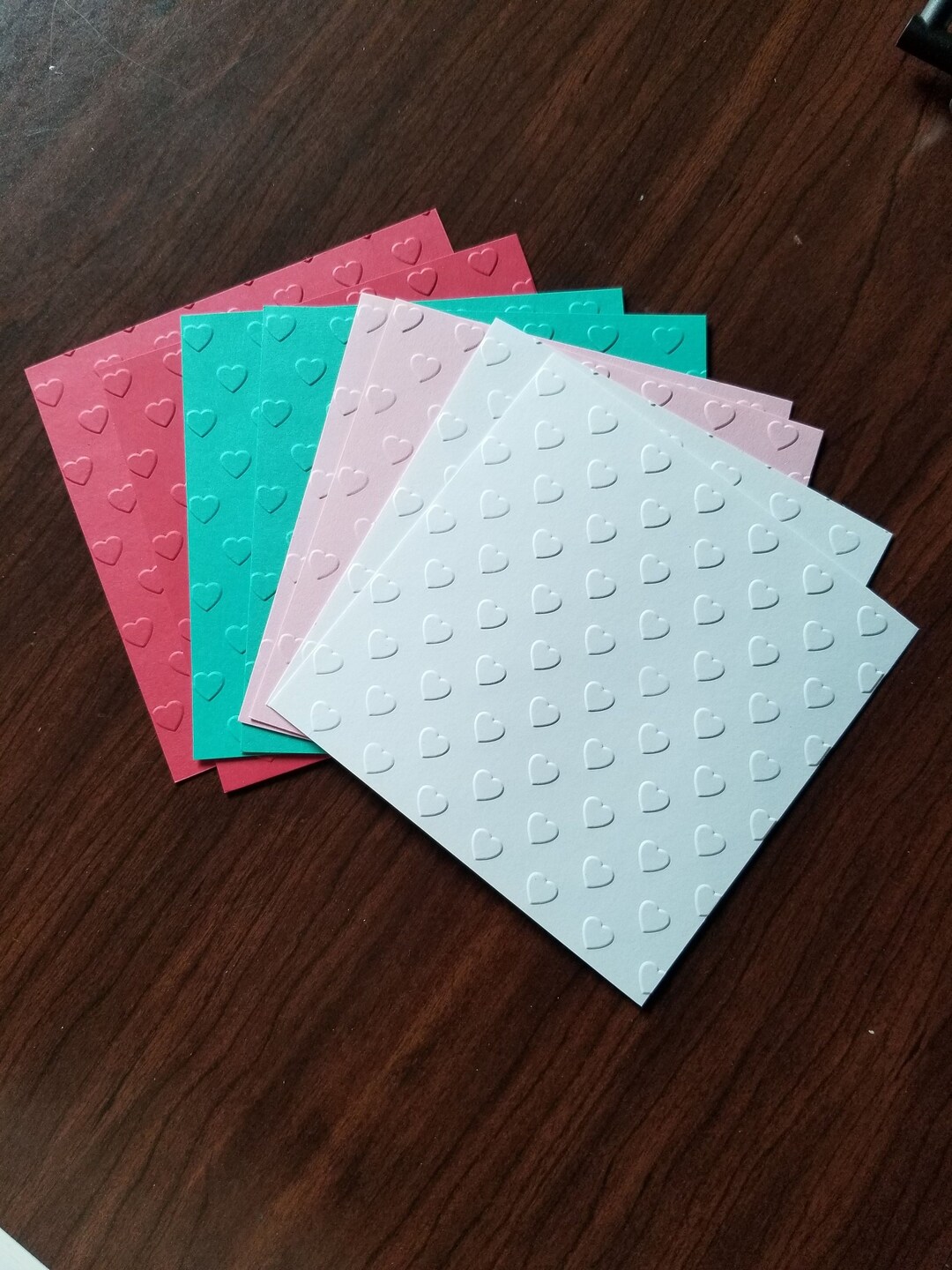 10 Embossed Heart Background Cardstock, Journal Embossed Paper, Heart ...