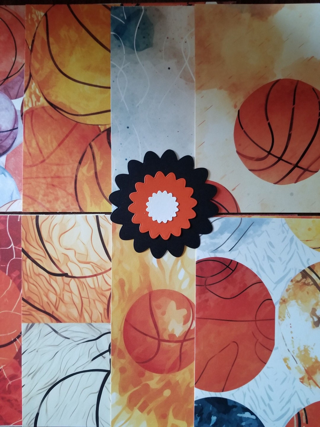 4" Black Orange and White Scalloped Circle Cardstock Die Cut Shape - 30 ...
