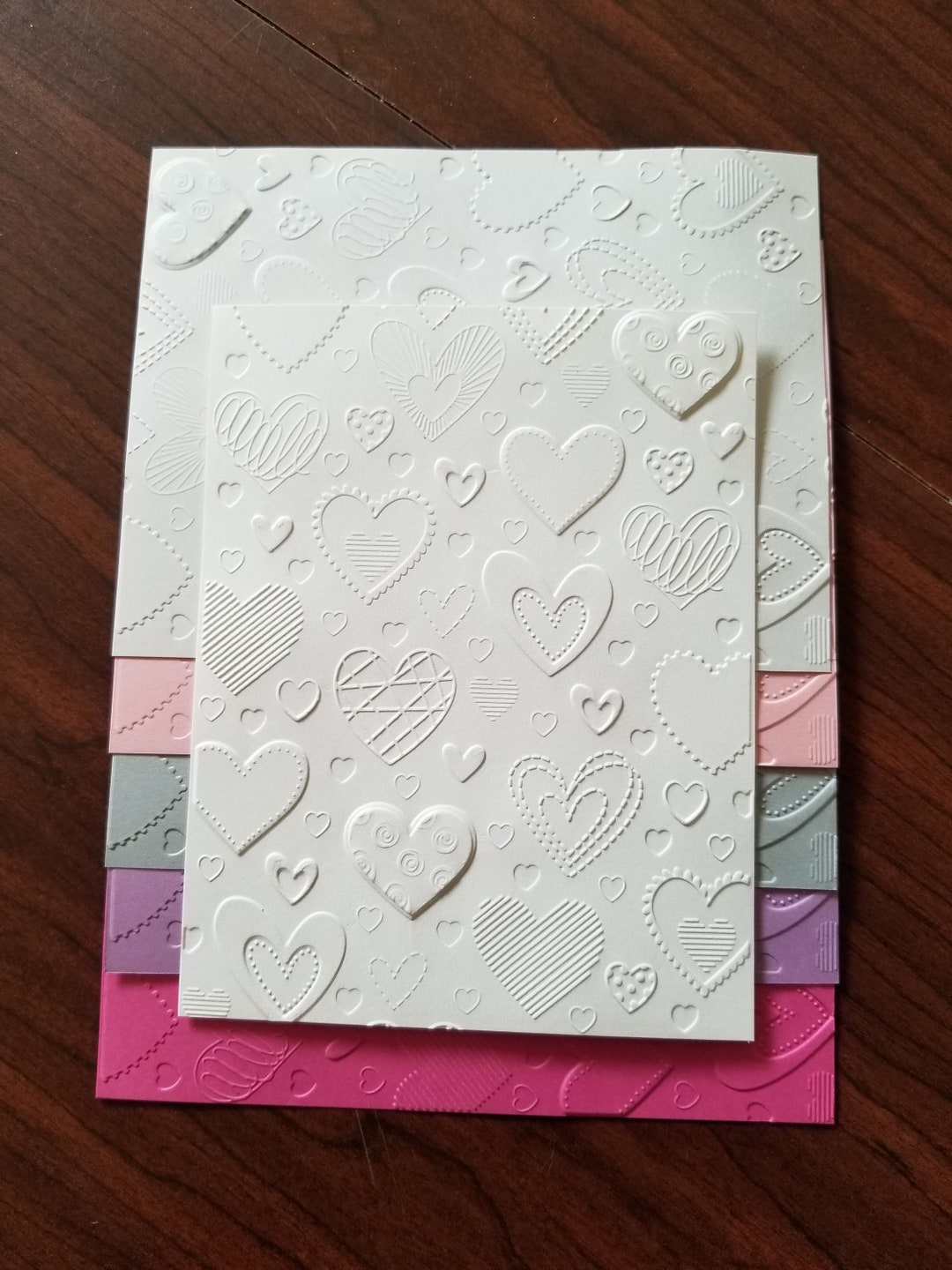 10 Embossed Heart Background Cardstock, Journal Embossed Paper, Heart ...