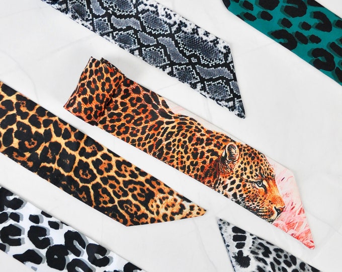 Cheetah Print Skinny Scarf, Animal Design Summer Headband Scarf for Her ...