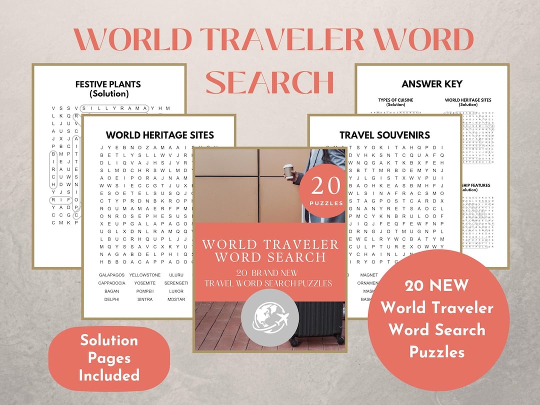 Word Search World Travel Word Search 20 Word Search Puzzles Fun Travel ...