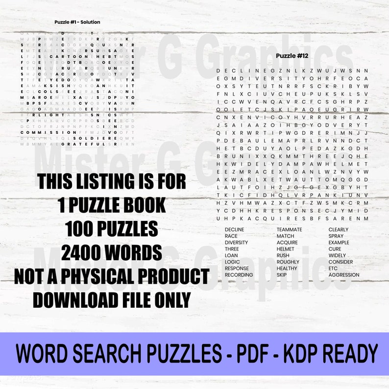 Word Search | Solve and Learn Book One | 100 Large Print Puzzles | 2400 ...