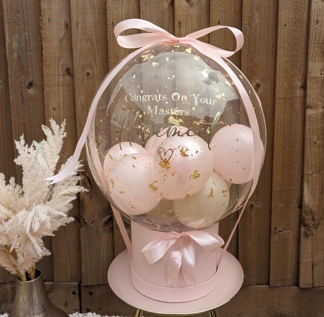 Personalised Bubble Balloon Hat Box for Birthday, Anniversary ...