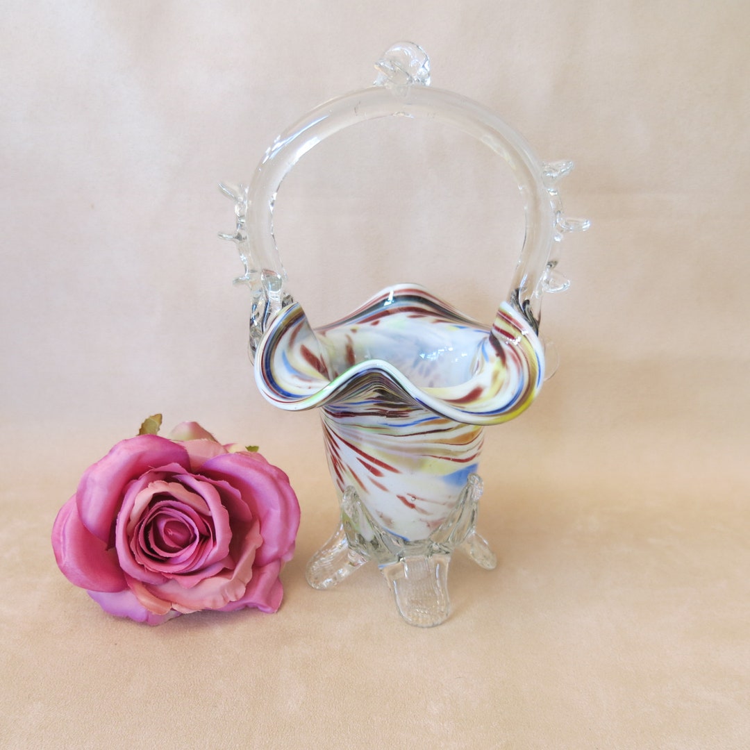 Beautiful Vintage Murano Colourful Posy Basket 23 Cm Tall - Etsy