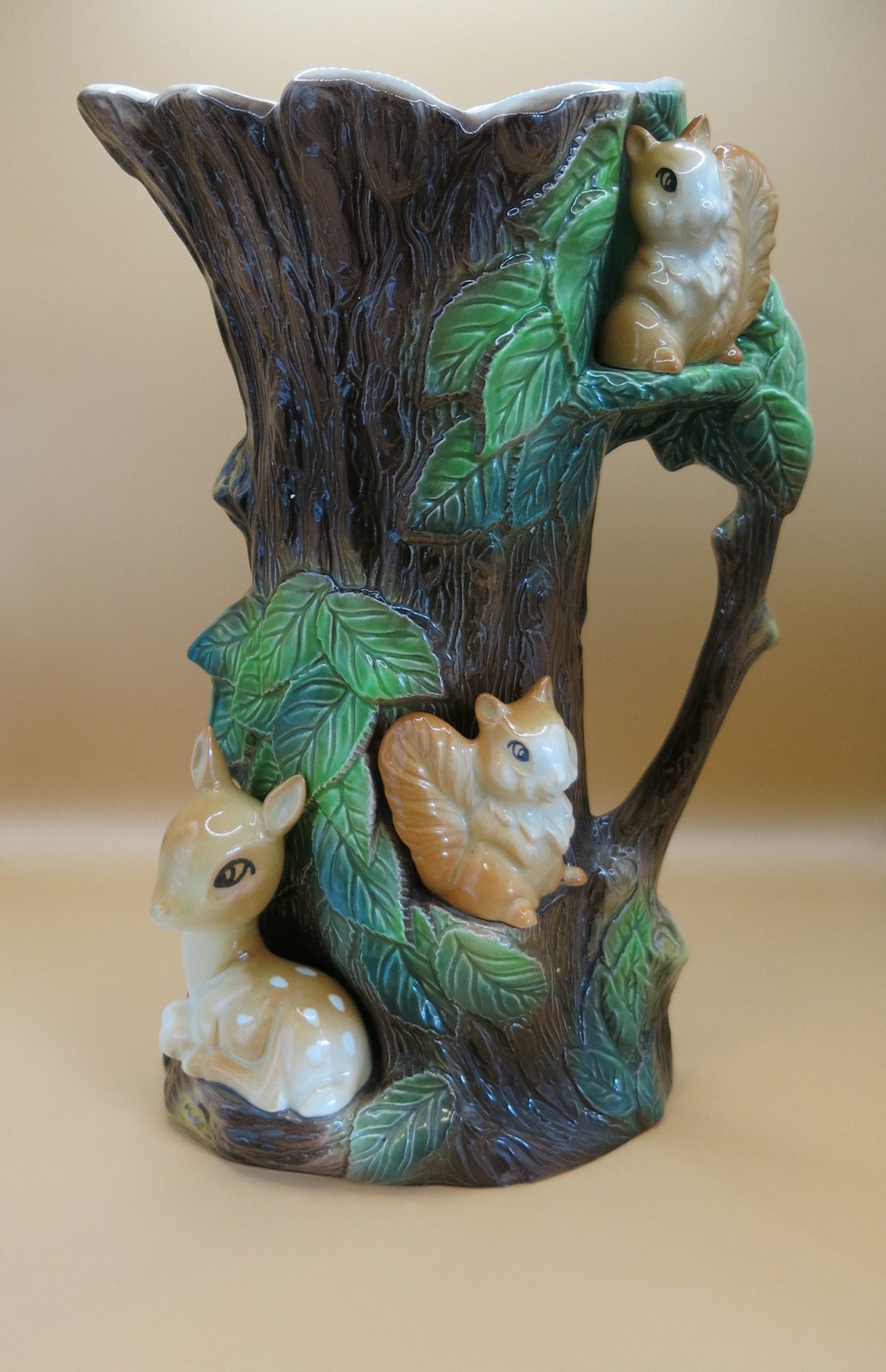 Vase Large Vintage Hornsea Pottery Fauna Deer Squirrels Collectible ...