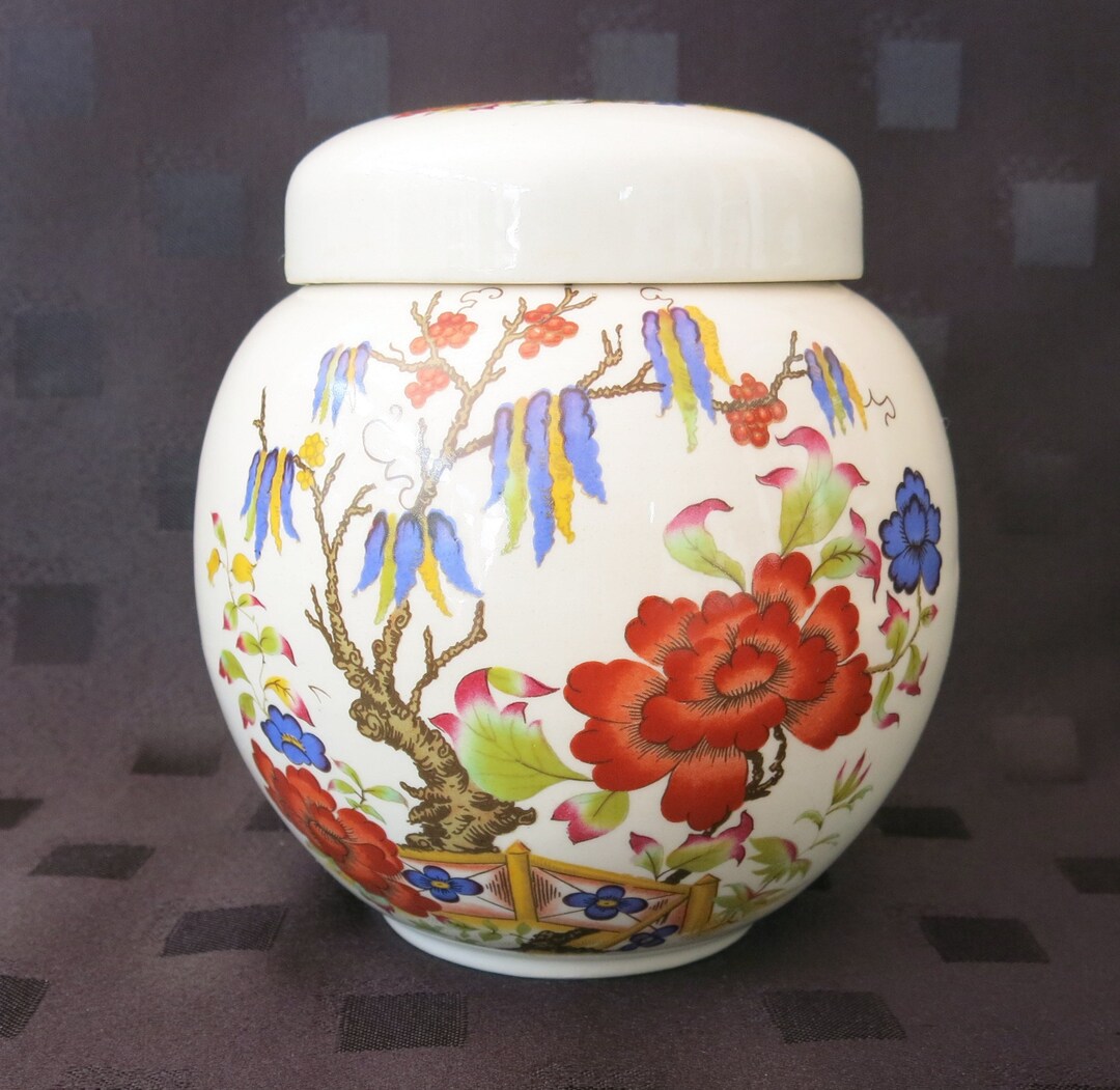 Vintage Sadler Ginger Jar: Oriental Floral Design, Made in England (13 ...