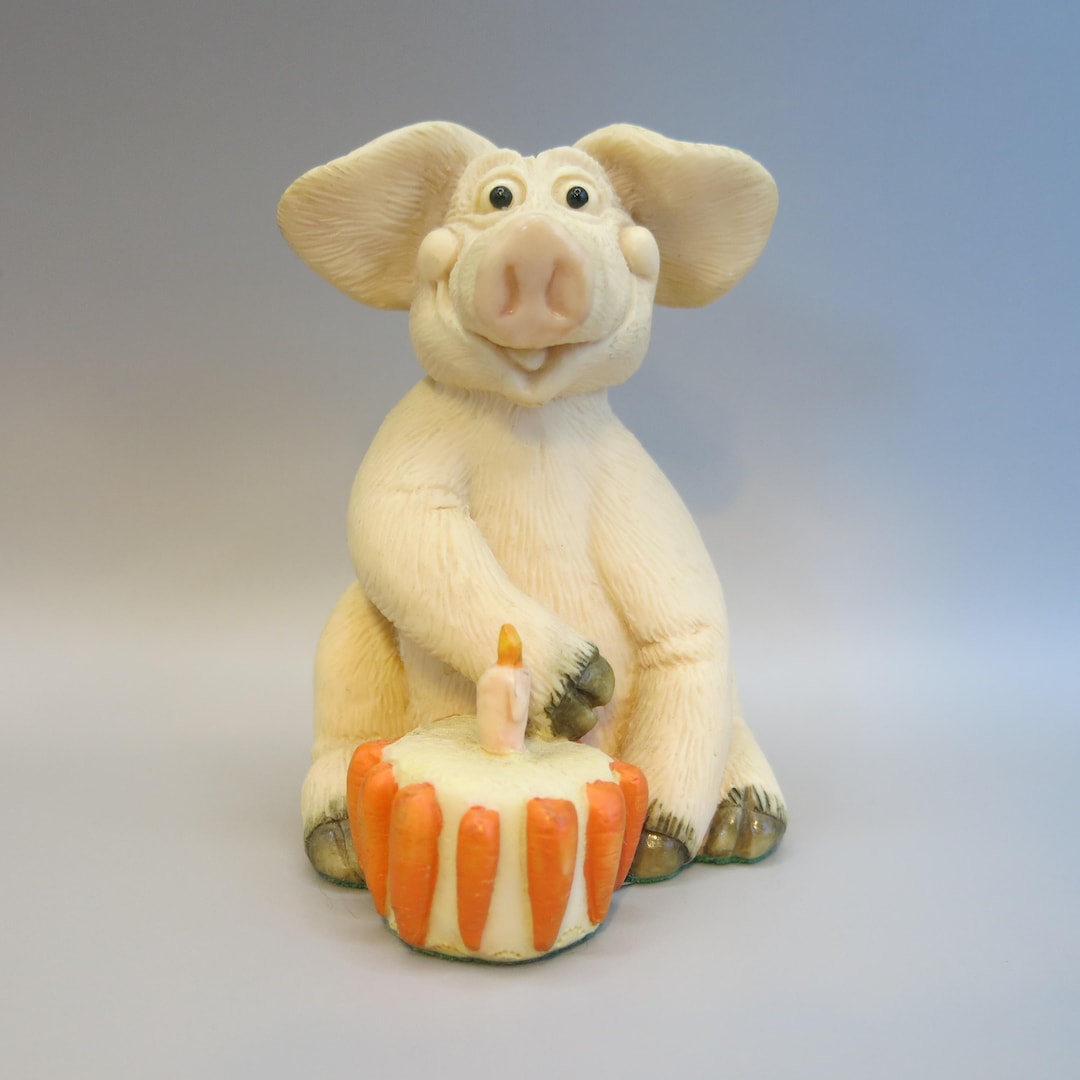 Vintage Pig Figurine - Happy Birthday - Piggin Collection by David ...