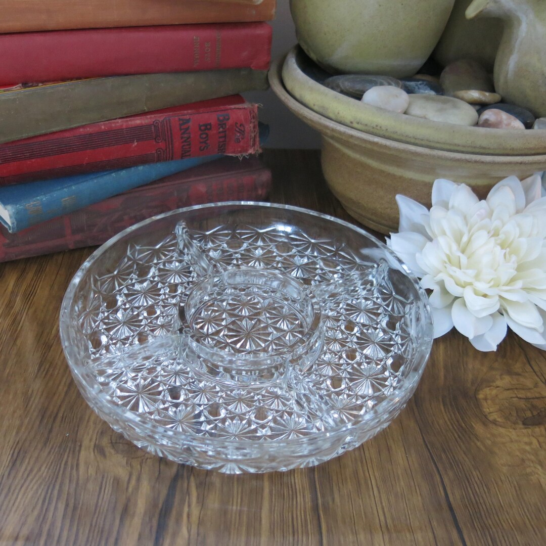 Vintage Cut Glass Serving Dish/tray 5 Sections for Snacks/condiments ...
