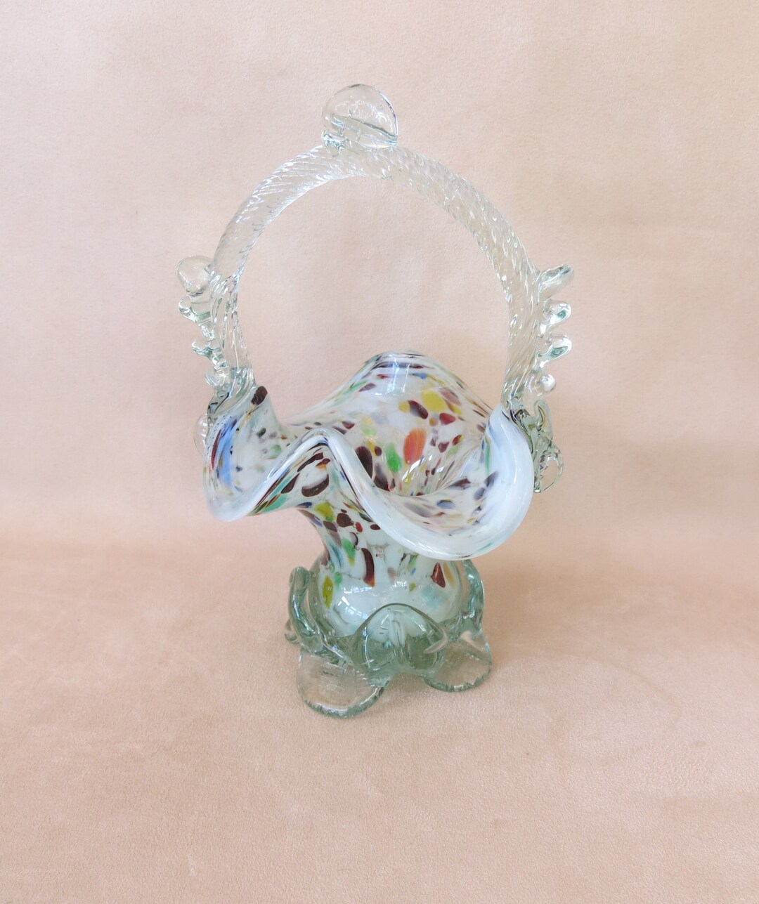 Vintage Glass Decorative Posy Basket Design - 19 1/2 Cm Tall - Gorgeous ...