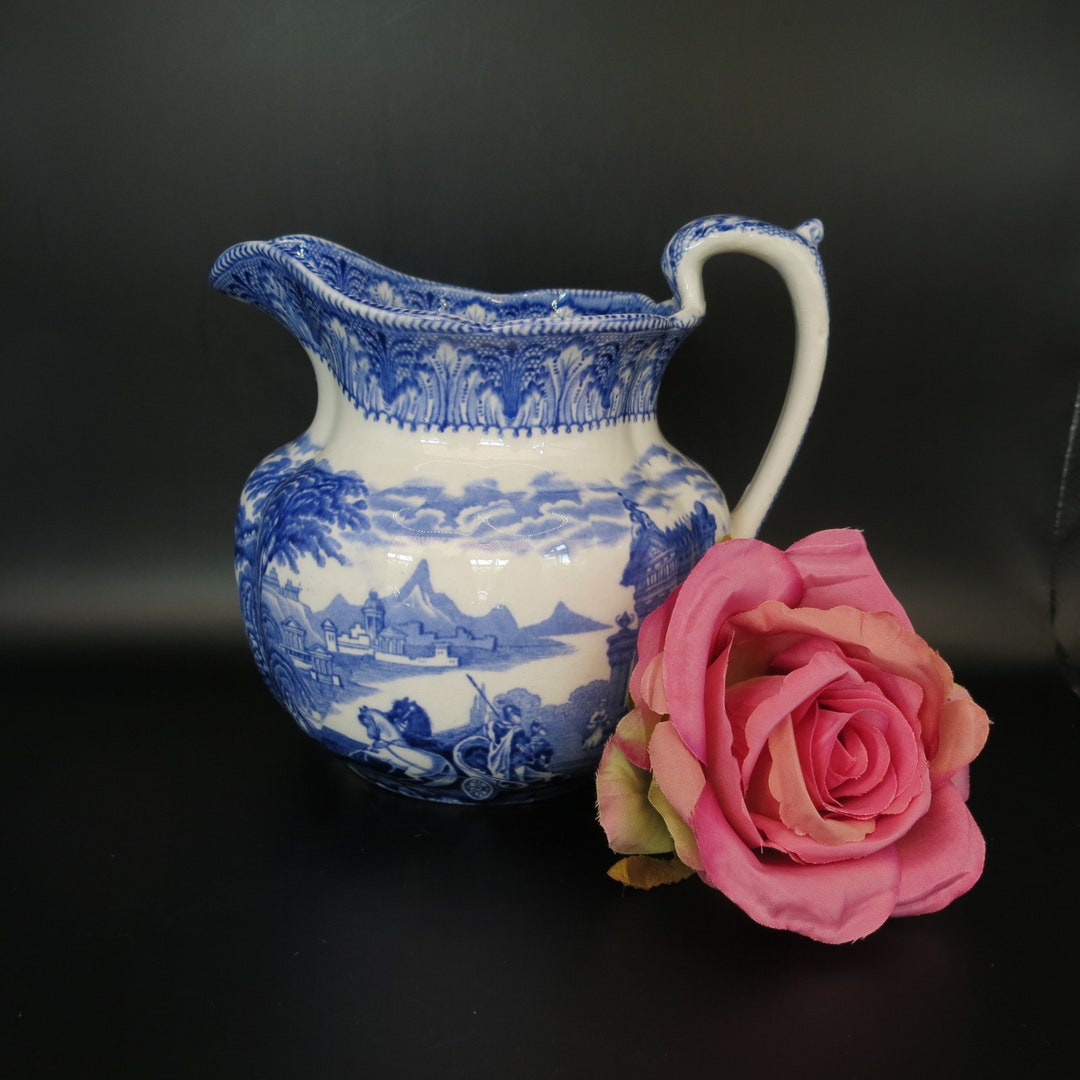 Vintage Jug Cauldon Blue and White Decorative - Approx 5 3/4 Inch Tall ...