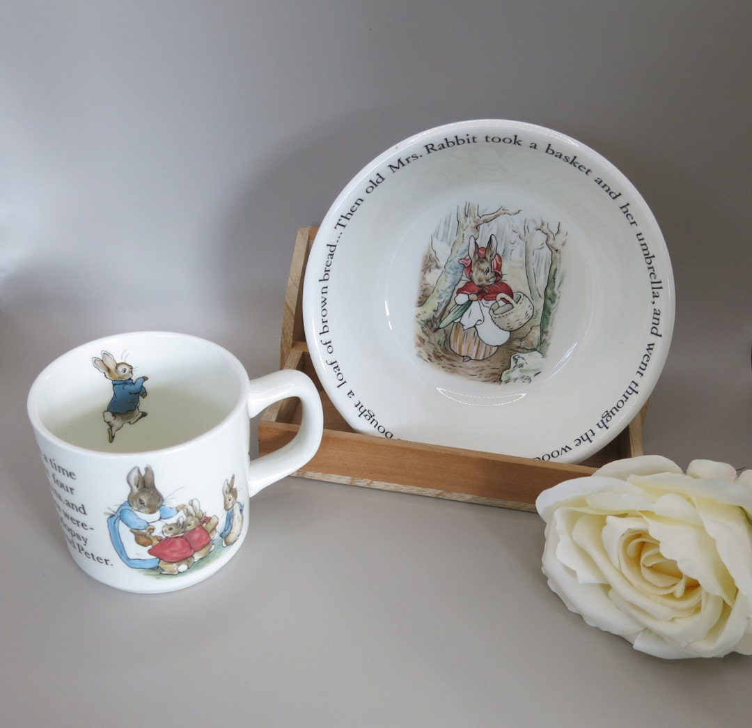Vintage Wedgwood Peter Rabbit Mug/beaker and Cereal Bowl Beatrix Potter ...