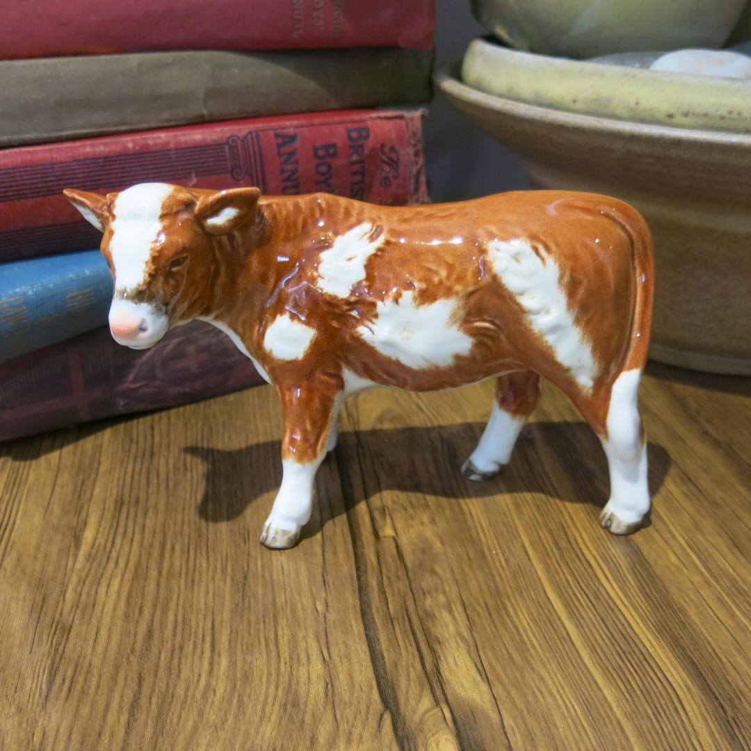 Vintage Cow Figurine Goebel Hereford Brown and White Cow West German ...