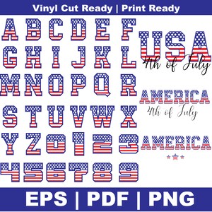 AMERICAN FLAG 4th of July Alphabet & Numbers SVG Bundle Patriotic ...