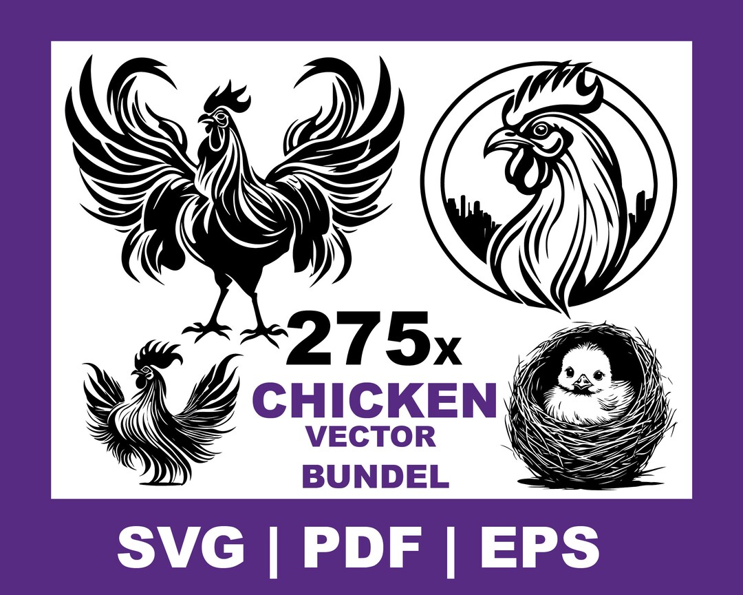 Chicken SVG Bundle | 175 Designs: Chickens, Roosters, Hens | Cut Files ...