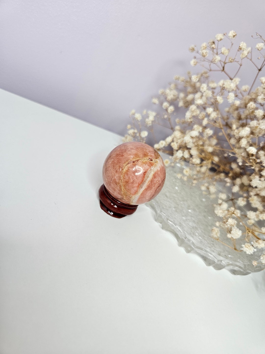 Red Banded Calcite Crystal Ball on Base/pork Stone Sphere. A Spiritual ...