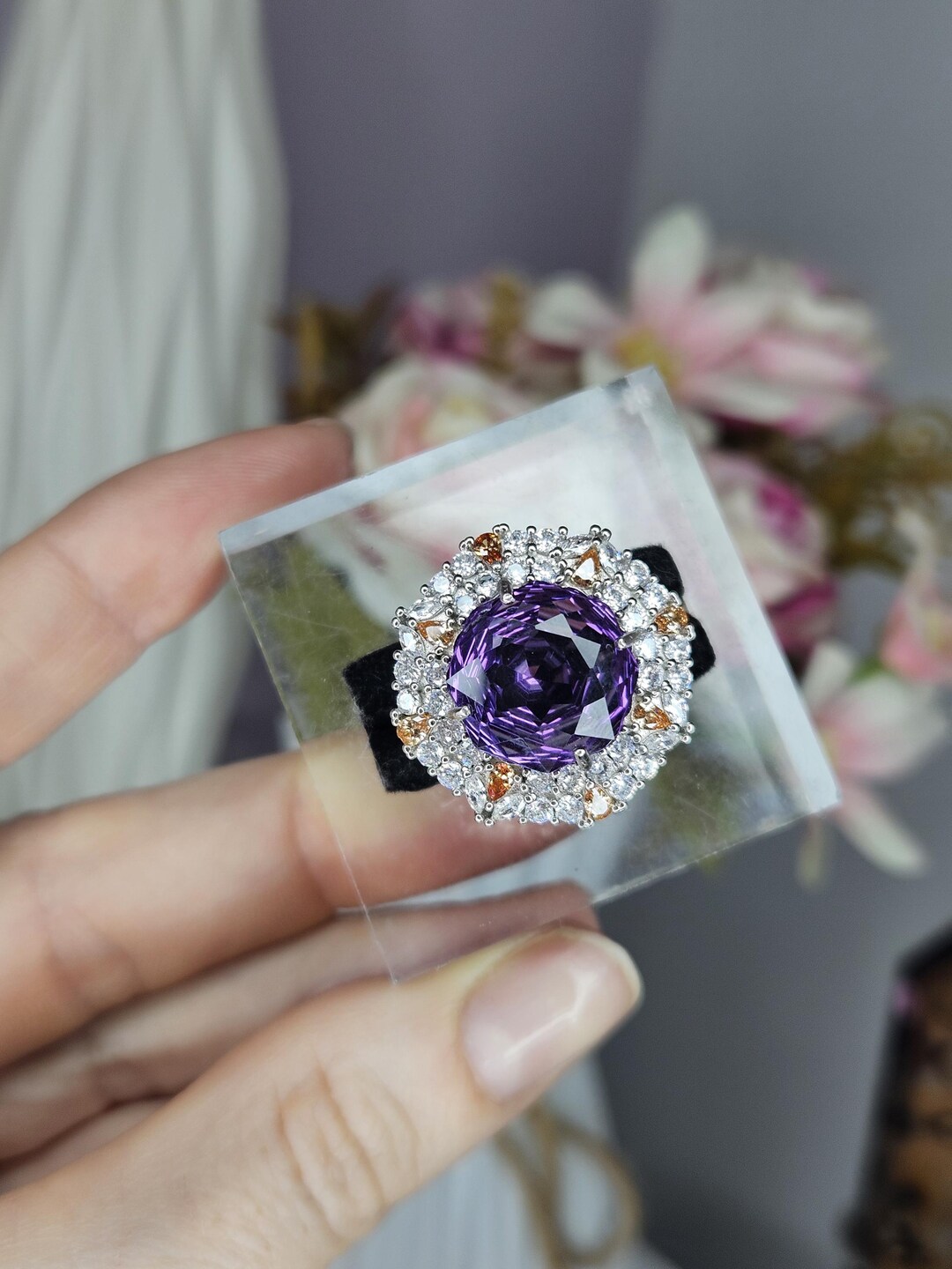 Amethyst Ring Collection S925 Adjustable – Purple Gemstone Rings ...