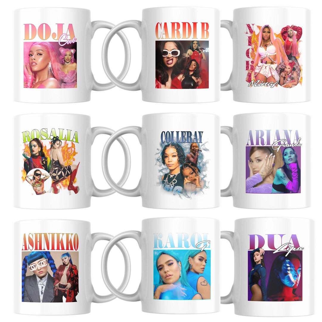 Female Bootleg Rap Icon Mugs / Doja Cat Cardi B Coi Leray Ashnikko ...