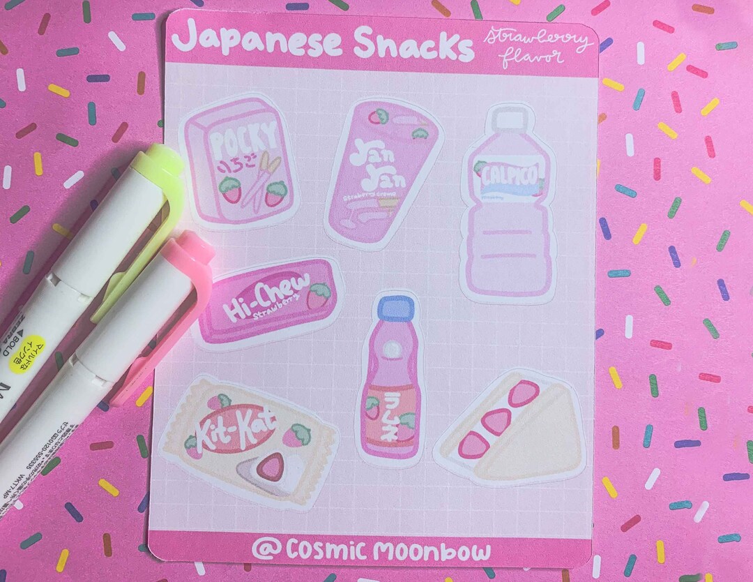 Strawberry Pink Japanese Snacks Pocky Sticker Sheet / Planner Bullet ...