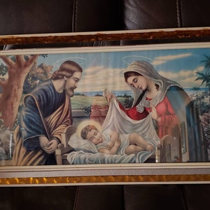 Vintage Virgin Mary Joseph Jesus Nativity Print Original Lithograph - Etsy